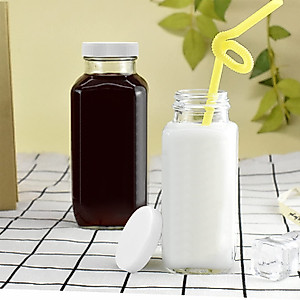 Encheng Vintage Water Bottles,Glass Drinking Bottles 16oz,Clear Beverage Bottles 500ml With Lids For Kombucha,Tea,Glass Bottles For Homemade Drinks,Travel Reusable Juicing Milk Bottles,20 Pack