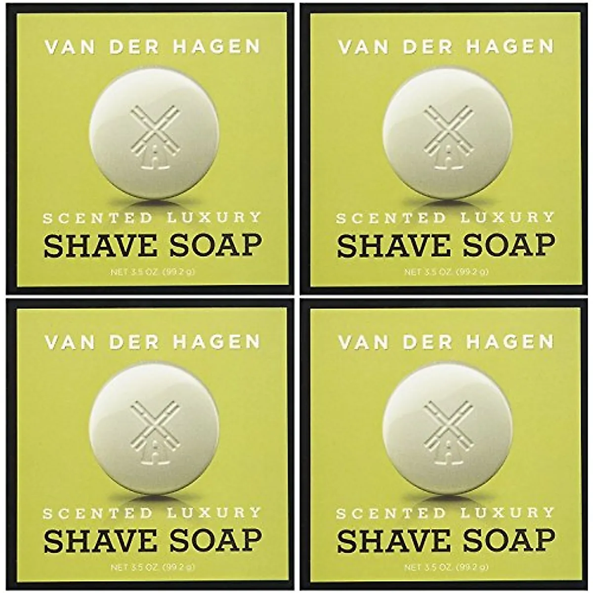 Van Der Hagen Men's Luxury Scented Shave Soap, 3.5 Ounce (Pack of 4)