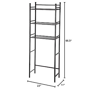 Home Zone Bathroom Storage Shelf with 3-Tiers and Wide Shelving Pattern | Restroom Over the Toilet Space Saver with Bronze Shadow Finish (Rustic Style)