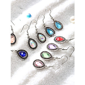 MTLEE 9 Pairs Boho Dangle Earrings Set Pearl Drop Crystal Earrings for Women Teardrop Earrings Rainbow Earrings