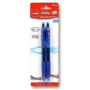 Cello Premium Medium Point Pens with Comfort Grip Control (Blue Jetta Gel 2 Pack)