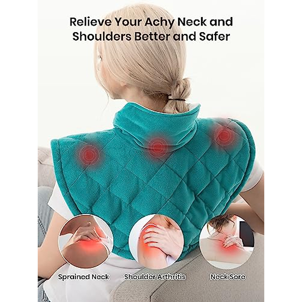 𝟐𝟎𝟐𝟑 𝐍𝐄𝐖 Weighted Heating Pad for Neck and Shoulders, WarmCo 2.4lb Large Electric Heating Pad for Back Pain Relief,Gifts for Women Men Mom for Christmas, Birthday, Mothers Day