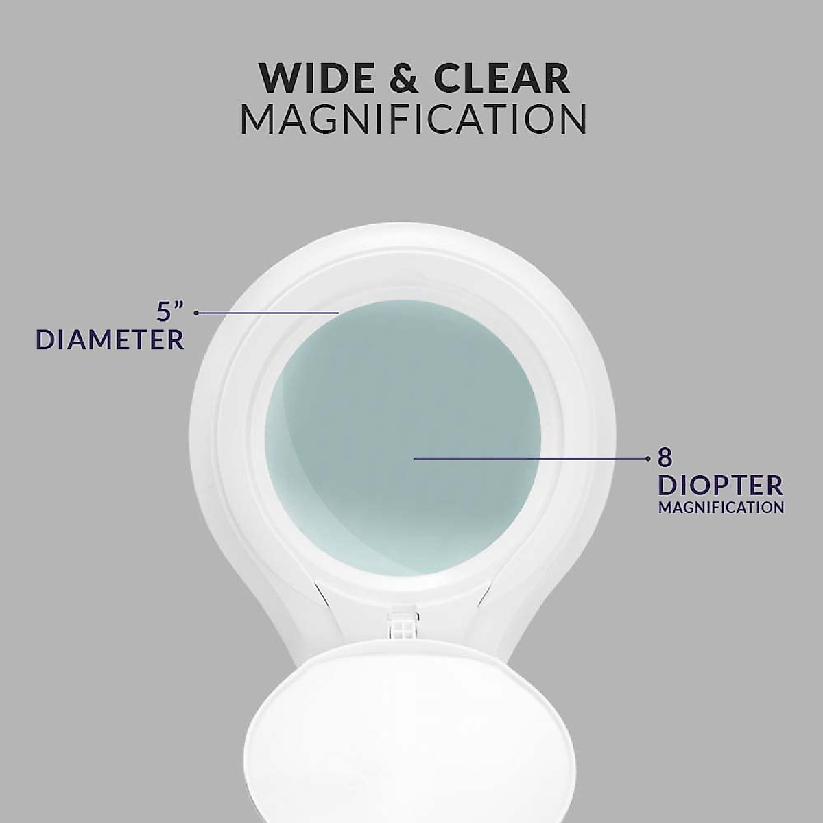 Neatfi (New Model) 1,200 Lumens Super LED Magnifying Lamp with Clamp, 8D, Dimmable, Includes Microfiber Cleaning Cloth, 5 Inch Diameter Lens for Reading, Sewing, Crafting (8 Diopter, White)