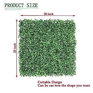 Artificial Boxwood Hedge Wall Panels 20"x20" Grass Backdrop Wall Panel with UV Protection Privacy Screen, Faux Boxwoods for Party, Wedding, Balcony, Outdoor, Indoor, Garden, Backyard Fence Decor(8Pcs)