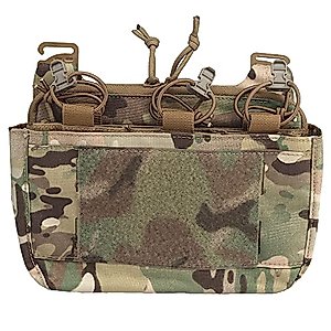 G-Hook DOPE Front Flap Double Stack Abdominal Fanny Pack Triple Magazine Insert Pouch for Tactical Chest Rig Vest Cp