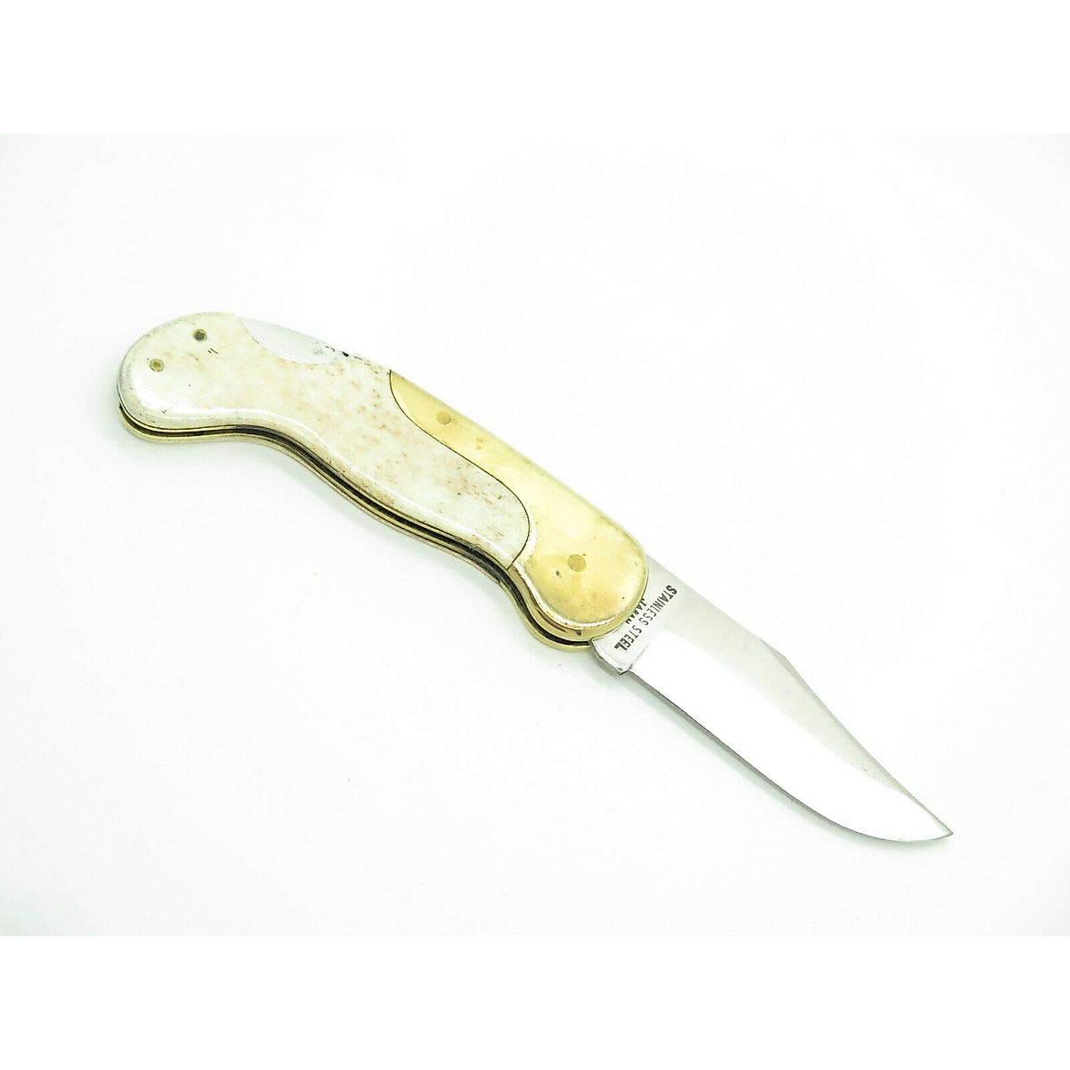 Olsen OK 162 Lil Brassy Seizo Imai Seki Japan Folding Lockback Pocket Knife Vintage Old Stock