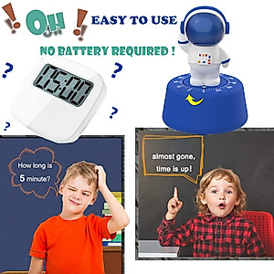 Cartoon Timer Kids Cute Kitchen Timer, Astronaut Learning Management Timer, Reminder No Batteries for Study Work Exercise Training Home Desktop Decor (Blue)