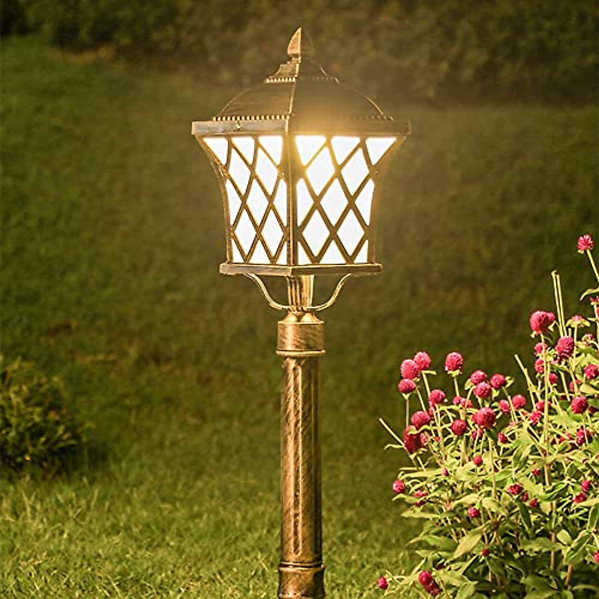 SKYGOO Creative Grid Outdoor Garden Lawn Light，European E27 Courtyard Light，Villa Garden Community High Post Lamp Garden Light，Garden Waterproof Outdoor Street Light