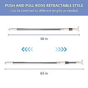 ZSTARR Tension Rod,Blinds Shads Push Pull Adjustable Drapery Rod with Hook for Skylight Cordless Window Blinds and Shades,Easy to Pull The Shades Down and Up (Push Pull Rod, 38"-63")