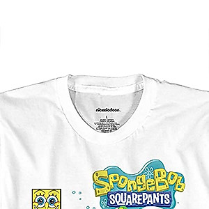 Mens Spongebob Squarepants Classic Shirt - Spongebob, Patrick & Krusty Krab T-Shirt (White Stat Sheet, Medium)
