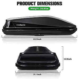 Cargo Box Waterproof Rooftop Cargo Carrier with Car Trunk Organizer Heavy Duty Roof Storage Box Hard Shell Rooftop Cargo Carrier Box Lockable Roof Luggage Storage Case 14 Cubic Feet (Black)
