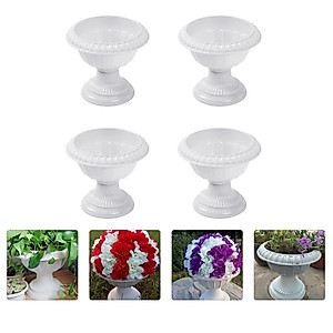YARNOW Garden Urns Urn Planter 4pcs Vintage Style Flower Pot Classic Pillar Flower Pot Greek Column Statue Garden Urn Tall Roman Pillar Flowerpot for Wedding Patio Yard Pathway Garden