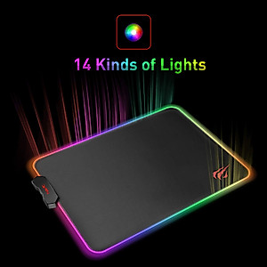 havit RGB Gaming Mouse Pad Soft Non-Slip Rubber Base Mouse Mat for Laptop Computer PC Games (13.8 X 9.8 X 0.16 inches, Black)