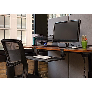 Stand Up Desk Store Large Clamp-On Retractable Adjustable Height Under Desk Keyboard Tray | for Desks Up to 1.5" (Large, 33" Wide)