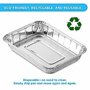 Aluminum Foil Grill Drip Pans - Bulk Pack of Durable Grill Trays – Disposable BBQ Grease Pans – Compatible with Weber Grills - Made in the USA - Also Great for Baking, Roasting & Cooking (Pack of 25)