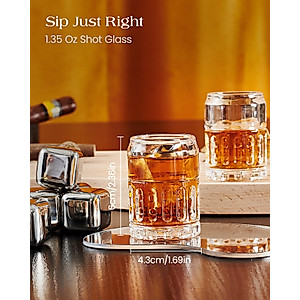 Kollea Set of 4 Shot Glasses, Flash Hider Shaped Shot Glass Set with Heavy Base, Whiskey Shot Cups for Tequila, Vodka, Spirits, Bourbon