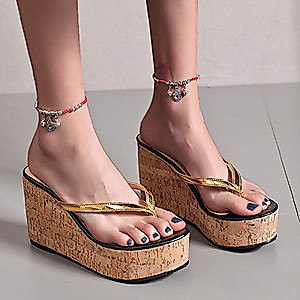 justHIGH Flip Flops for Women Black Platform Wedge Bling Sandals Casual Platforms Wedges Sandals