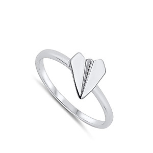 Cute Paper Airplane Student Origami Ring .925 Sterling Silver Band Size 10
