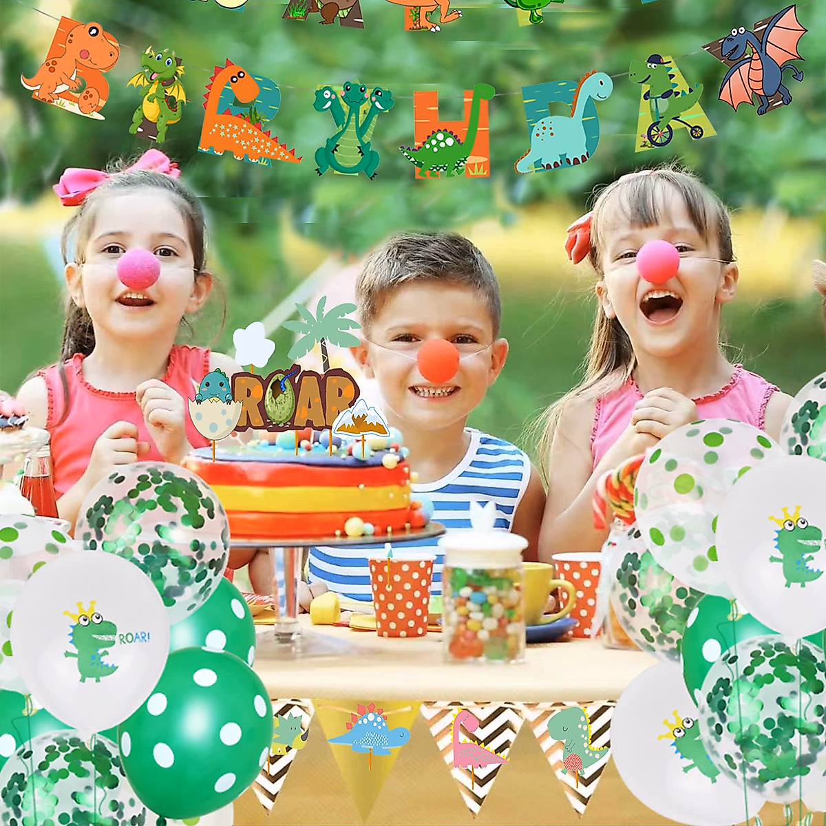 SEENS-Dinosaur Birthday Decorations Set - Birthday Gift for Kids -- 36 Pieces Birthday Party Decorations - Balloon Banner Cake Decoration"