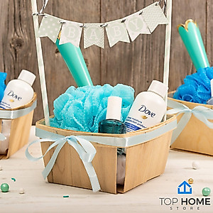 One Quart Wooden Gift Baskets (10 Pack); for Picking Fruit or Arts, Crafts and Decor; 5.75” Square Vented Wood Boxes