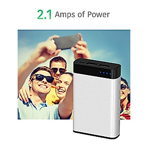 TALK WORKS Portable Charger Power Bank Compatible w/ iPhone 13/Pro/Pro Max, 14/Plus/Pro/Pro Max, 12, 11, XR, XS, X, 8, 7, 6, SE, iPad, Android, Samsung - External Cell Phone Backup Supply (Silver)