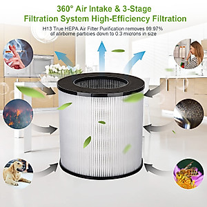 (Only Compatible with KJ150/Cwxwei SY910 Model Air Purifier) Druiap Air Purifier Replacement Filter, H13 True HEPA High-Efficiency Filter, 360° Rotating Filter Air, Not compatible with KJ80 Model