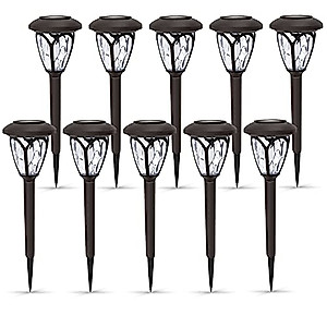 Dynaming 10 Pack Solar Pathway Lights Outdoor, Solar Powered Auto On/Off Garden Decorative Lights, Waterproof Landscape Solar Lights for Lawn Patio Yard Walkway Deck Driveway, Cool White
