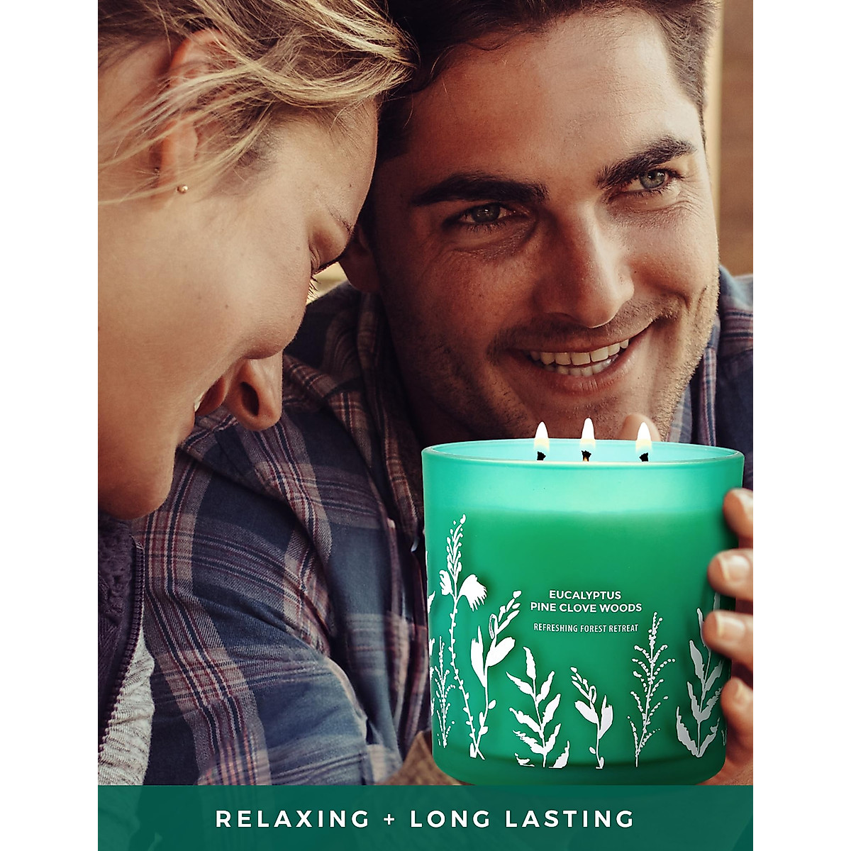 Eucalyptus Pine Clove Balsam Candle 3 Wick - Christmas Tree Scented Candle - Natural Soy Candle for Home Scented 14.5 Oz - Winter Holiday Candle Gift, Aromatherapy Stress Relief Candle for Women & Men