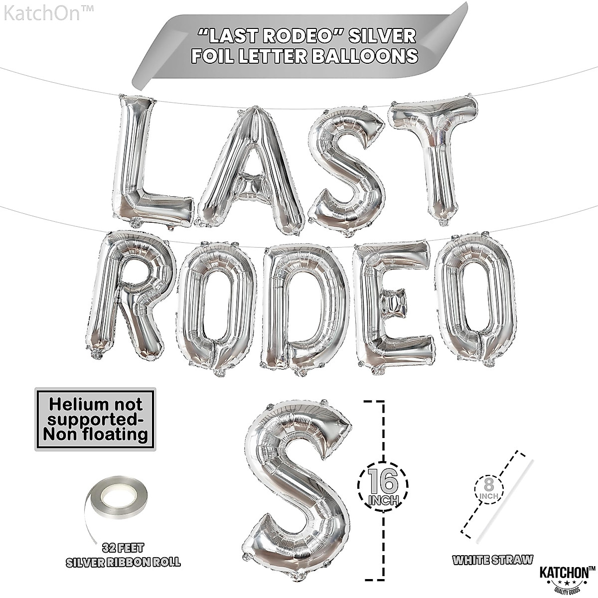 KatchOn, 15 pcs Last Rodeo Balloons Set - Silver, Disco Ball, Cowgirl Boots - Bridal Shower, Wedding, Birthday Decorations