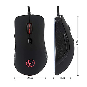 WREWING Wired Gaming Mouse, Ergonomic Programmable USB Warmer Heated Mouse with 6 Buttons 2400 DPI, for Windows Mac PC Games (Black)