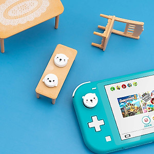 GeekShare 4PCS Cute Animal Theme Thumb Grip Caps,Soft Silicone Joystick Cover Compatible with Nintendo Switch/OLED/Switch Lite - Bear and Dog