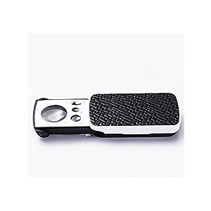Snowmanna-30X/60X/90X LED Lighted Slide Out Pocket Magnifying Glass High Magnification with LED and UV Lights Portable Loupe Magnifier Loop Currency Detecting Jewelry Magnifier (Black)