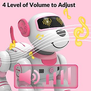 STEMTRON Programmable Remote Control Robot Cat Robot Dog for Kids, Interactive Robotic Dog Robotic Cat, Robo Dog Robo Cat, RC Robot with Touch Sensing, LED Eyes, Dance & Music