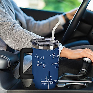 YTLKGFP 40 Oz Large Capacity Car Cup Math Formula Tumbler with Handle (Black) Straw Lid Insulated Stainless Steel Water Bottle Travel Mug Leak-proof Car Cup Keeps Cold Or Hot