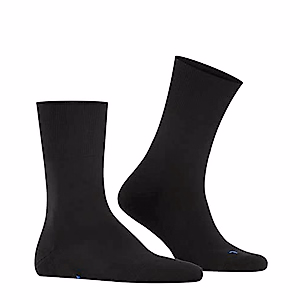 FALKE Unisex Run Socks, Light Cushion, Sporty, Classic Athleisure, Lightweight, Breathable, Skin-Friendly, Cotton, Black (Black 3000), 12.5-13.5, 1 Pair