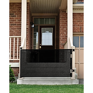 Cumbor Baby Gate Retractable Gates for Stairs, Mesh Dog Gate for The House, Wide Pet Gate 33" Tall, Extends to 55" Wide, Long Child Safety Gates for Doorways, Hallways, Cat Gate Indoor/Outdoor(Black)