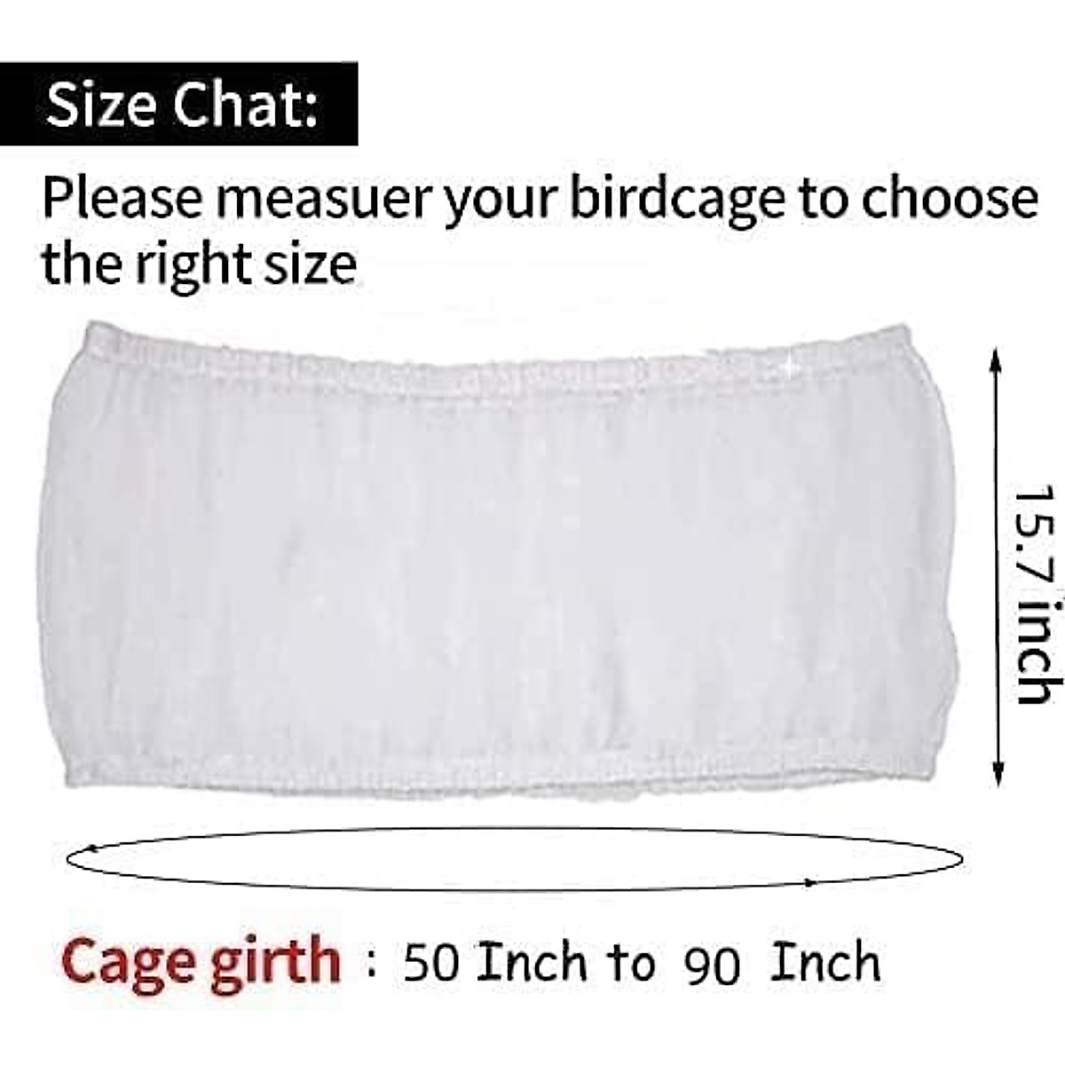 lustrioustoy Bird Cage Seed Catcher,Seed Catcher Guard Net Cover,Parrot Nylon Mesh Net Cover,Soft Airy Cage Net Stretchy Skirt for Round Square Cages (White, 90 x 15.7 Inch)