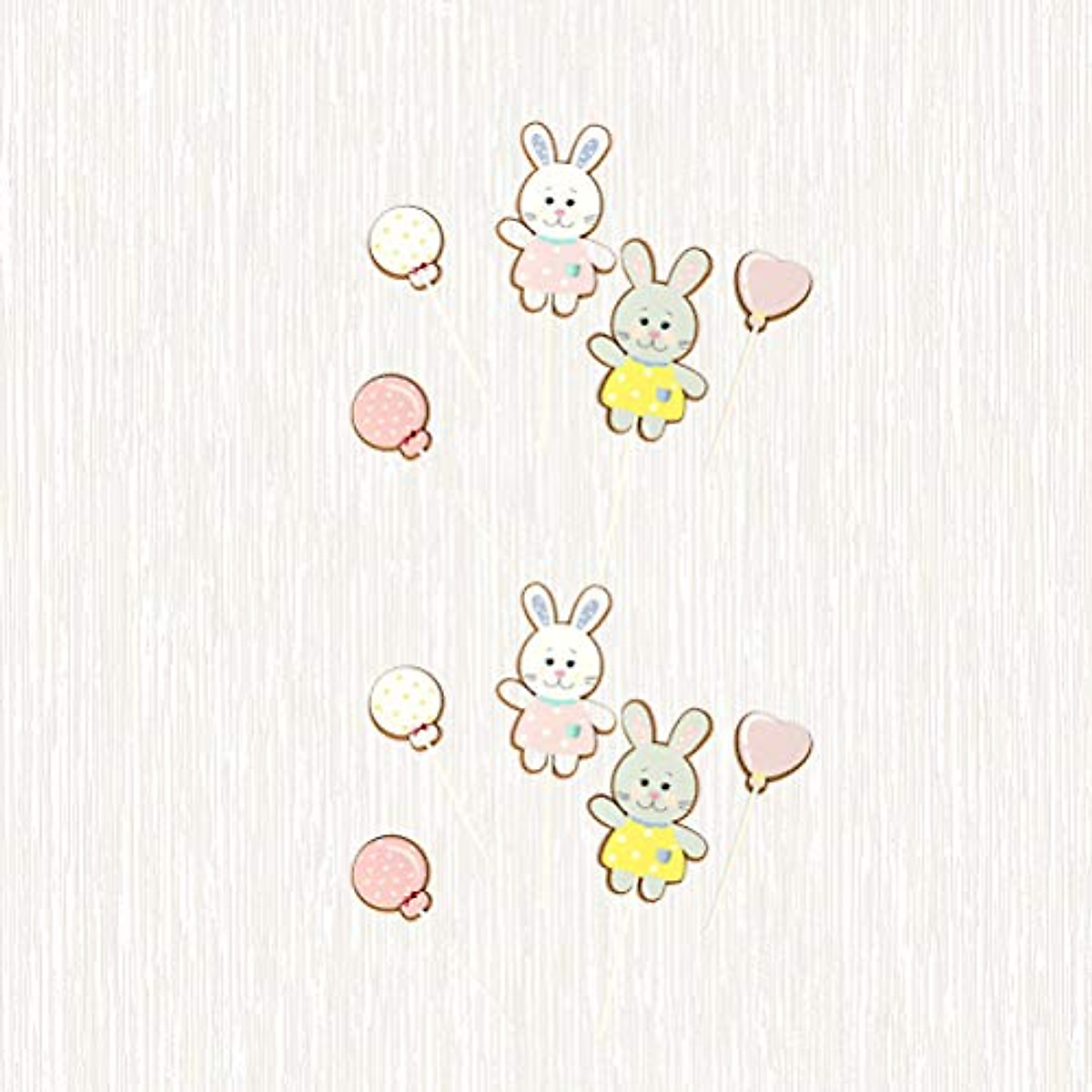 Amosfun Party Cake Decor Cartoon Rabbit Balloon Cake Toppers Lovely Double Layer Cake Toppers Creative Cake Decorative Plug Cards for Party Kids Day for Party Cake Decortion