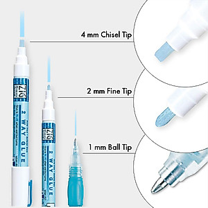 Kuretake Zig 2 Way Glue 3 Pens Set, AP-Certified, Adhesive for Kids, Artists, Crafters, Perfect for Scrapbooking, Craft, Card Making, Foil Calligraphy, Made in Japan…