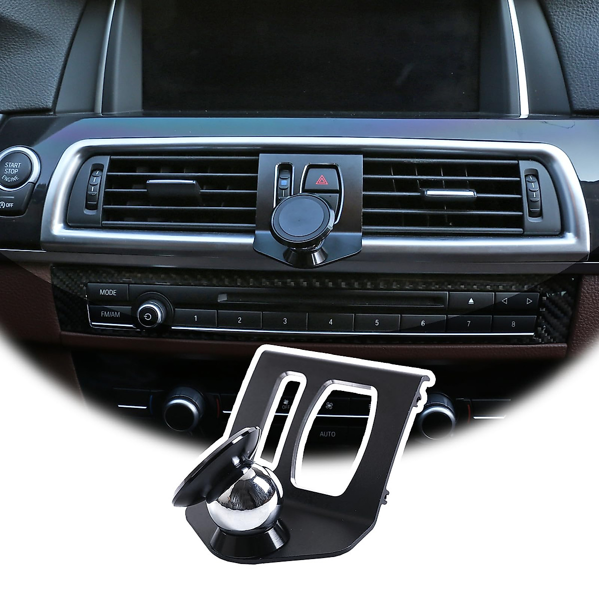 LLKUANG 360-Degree Rotary Cell Phone Holder Mobile Phone Mount Black(Magnet) for BMW 5 Series F11 F10 F07 2010-2016 (Black)