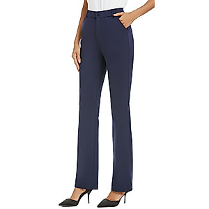 iChosy Women's Stretchy Straight Leg Dress Work Pants Business Office Casual Slacks with Pockets Navy32 0