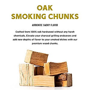 Fire & Flavor Oak Wood Chunks for Smoking and Grilling - All-Natural, Long-Lasting with a Mildly Sweet Flavor - Large Chunk Wood Chips for Smokers