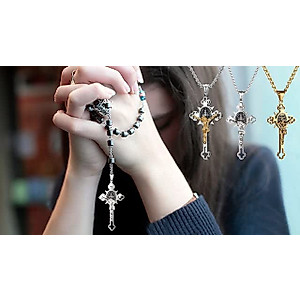 ST.Benedict Protection Cross Power Pendant Necklace, Religion Stainless Steel Saint St Benedic Crucifix Cross Pendants Necklace (Gold)