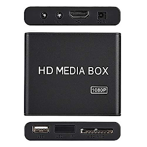 HD Media Player Box 110-240V Full HD Mini Box Media Player 1080P Media Player Box Support USB MMC RMVB MP3 AVI MKV.(Black)