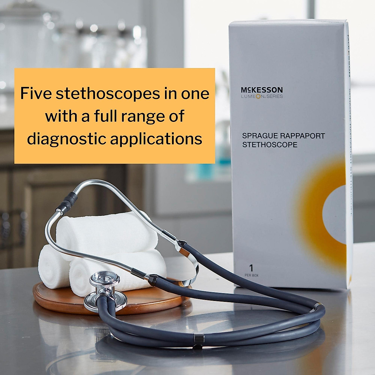 McKesson LUMEON Sprague Rappaport Stethoscope, Double-Sided Chestpiece, Blue, 22 in, 1 Count