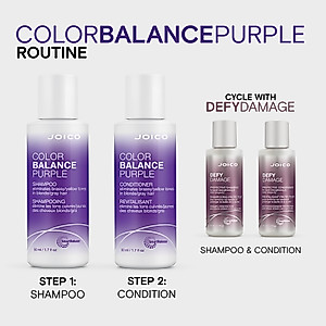 Joico Color Balance Purple Shampoo | For Cool Blonde, Gray Hair | Eliminate Brassy Yellow Tones | Boost Color Vibrancy & Shine | UV Protection | With Rosehip Oil & Green Tea Extract | 1.7 Fl Oz