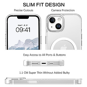 BENTOBEN Magnetic for iPhone 13 Case & iPhone 14 Case [Compatible with Magsafe] Translucent Matte Phone Case iPhone 13/14 Slim Shockproof Women Men Protective Cover for iPhone 13/14 6.1", White