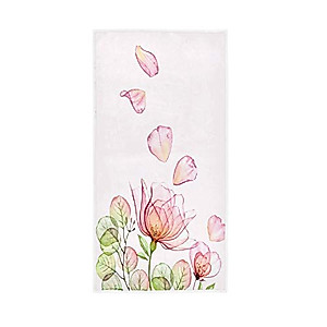ALAZA Pink Rose Floral Glass Flower Hand Towels Bathroom Towel Highly Absorbent Soft Small Bath Towel Decorative Guest Breathable Fingertip Towel for Face Gym Spa 30 X 15 Inch