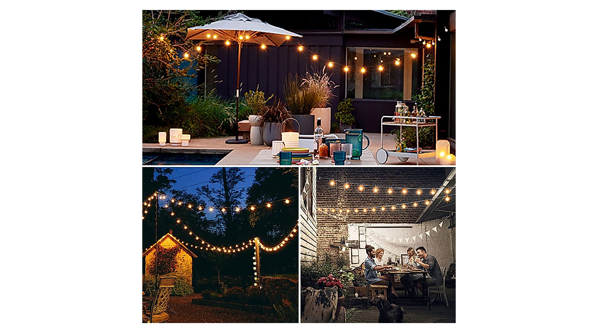 Outdoor String Lights 25FT with LED Bulbs | Waterproof & Easy Install
