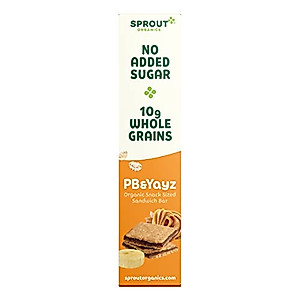 Sprout Organics, PB & Yayz Toddler Snack Bars, Peanut Butter & Banana, 5 Individual Bars 1.02 oz Each (6-boxes)